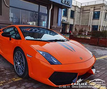Gloss electro metallic orange vinyl wrap manufacturer for Lamborghi ...