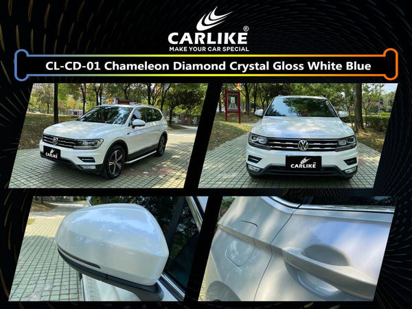CL-CD-01 CHAMELEON DIAMOND CRYSTAL GLOSS WHITE BLUE VINYL FOR VW