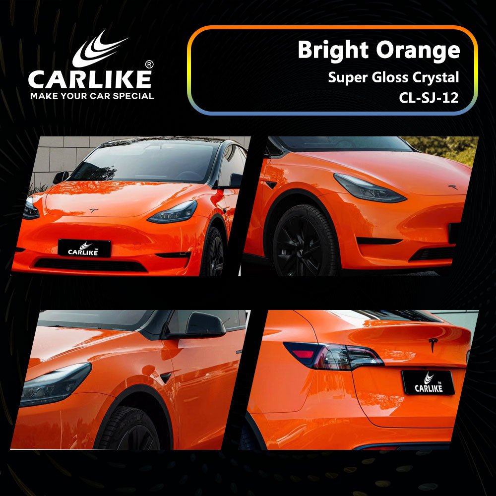 CL-SJ-12 SUPER GLOSS CRYSTAL BRIGHT ORANGE VINYL FOR TESLA