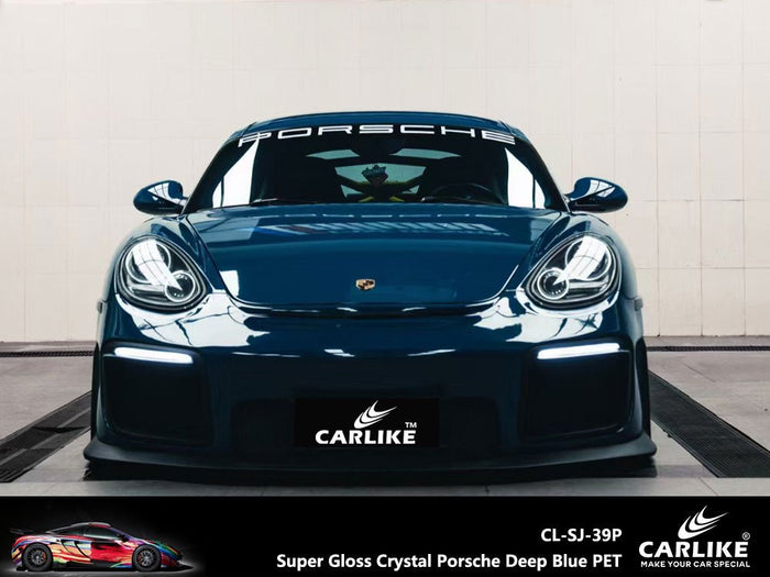 Super Gloss Crystal Porsche Deep Blue Vinyl Wrap Auto