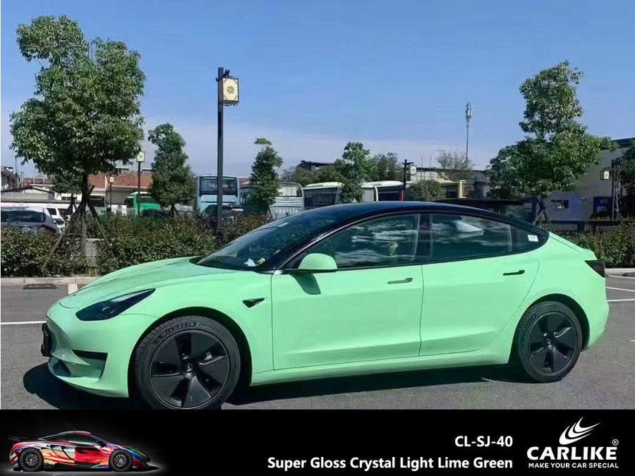 Super Gloss Crystal Light Lime Green Vinyl for Auto